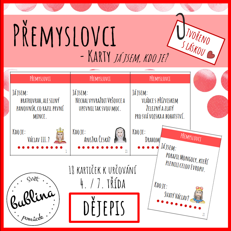 Přemyslovci – karty já jsem, kdo je? - Dějepis | UčiteléUčitelům.cz Přemyslovci – karty já jsem, kdo je? - Dějepis | UčiteléUčitelům.cz